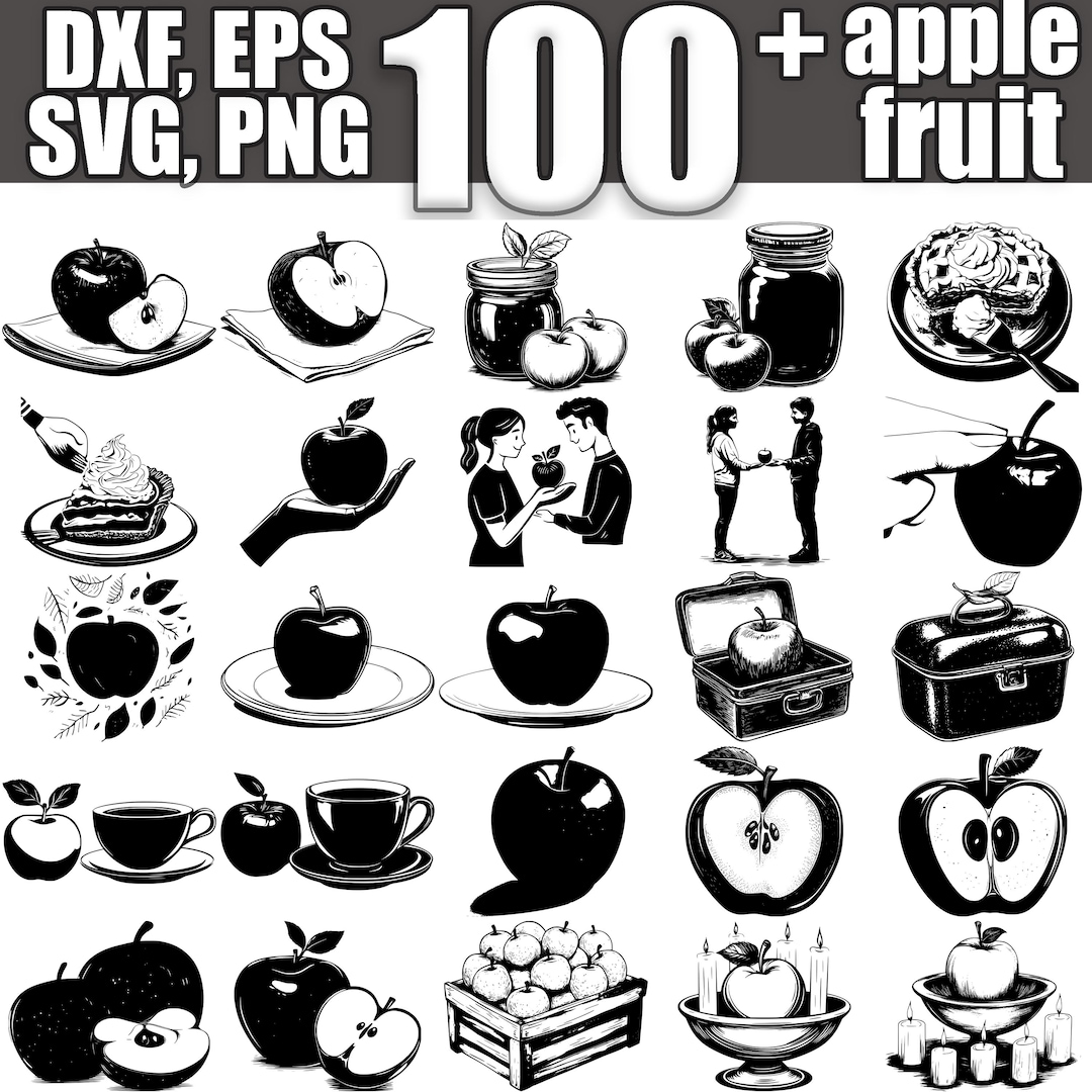 Apple Fruit SVG Bundle, Set of 100, Instant Digital Download Svg Png ...