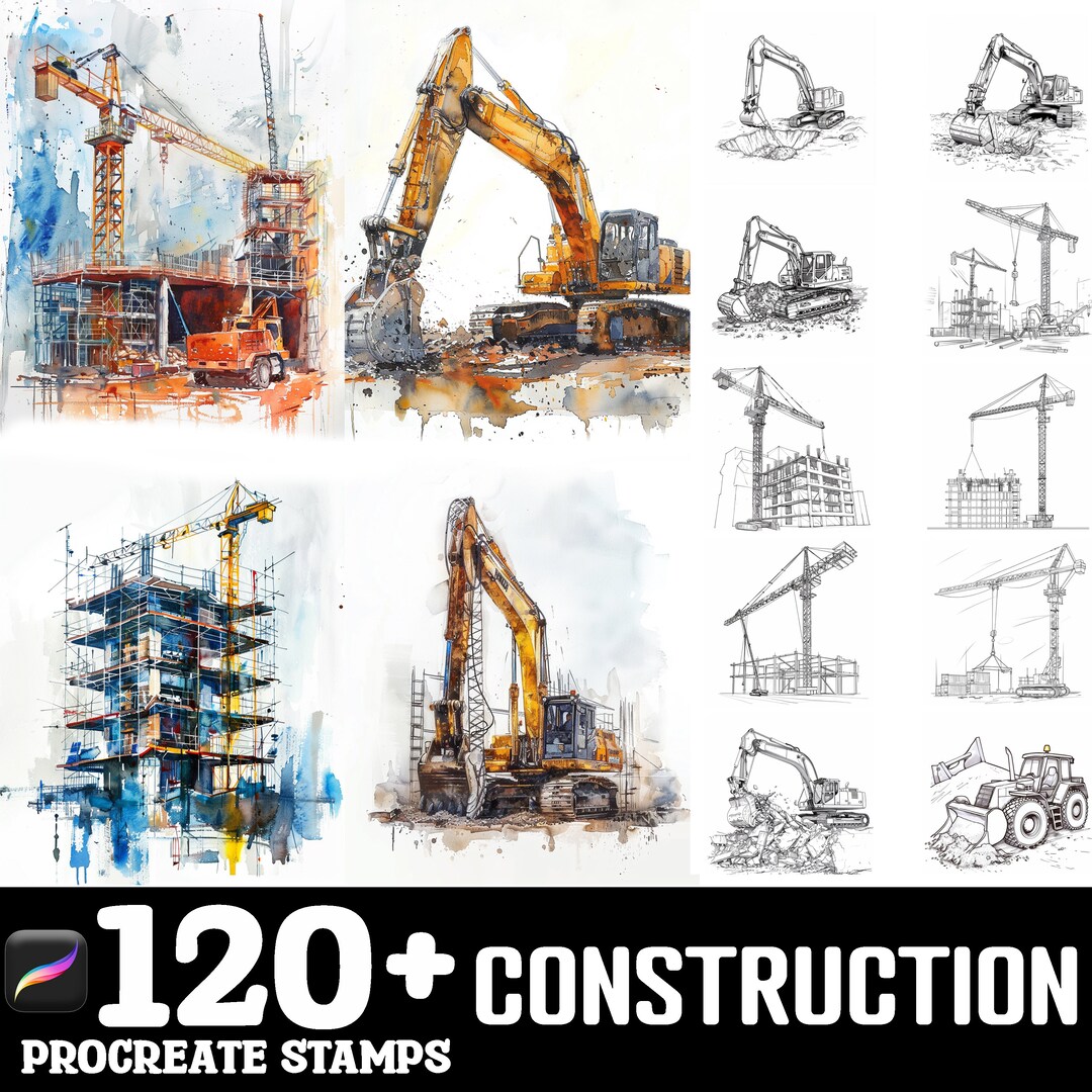 100+ Construction Procreate Brush Set | Procreate Stamp Brushes ...