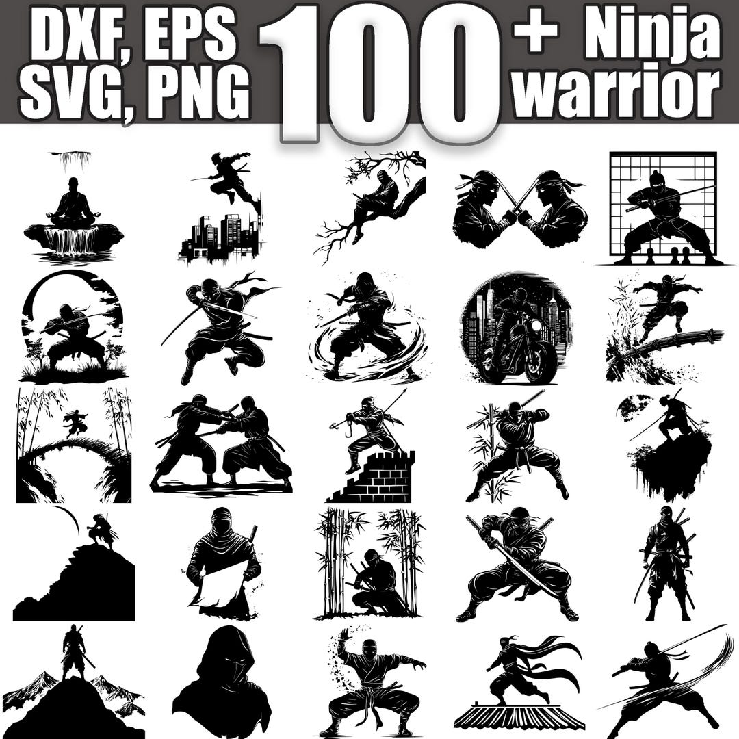 Ninja Warrior SVG Bundle, Set of 100, Instant Digital Download Svg Png ...