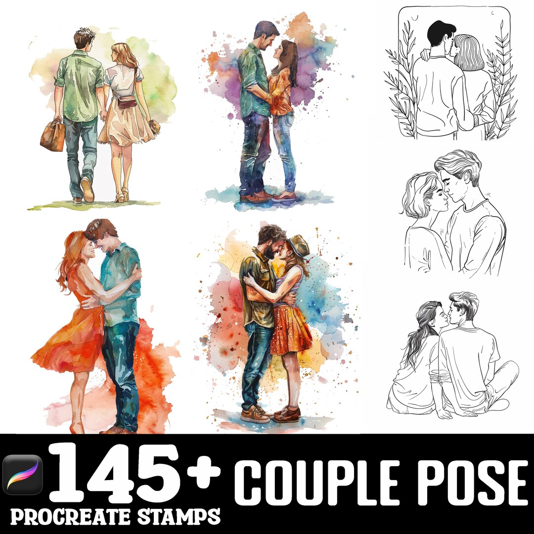 145 Couple Pose Procreate Brush Set | Stamps for Procreate | Instant ...