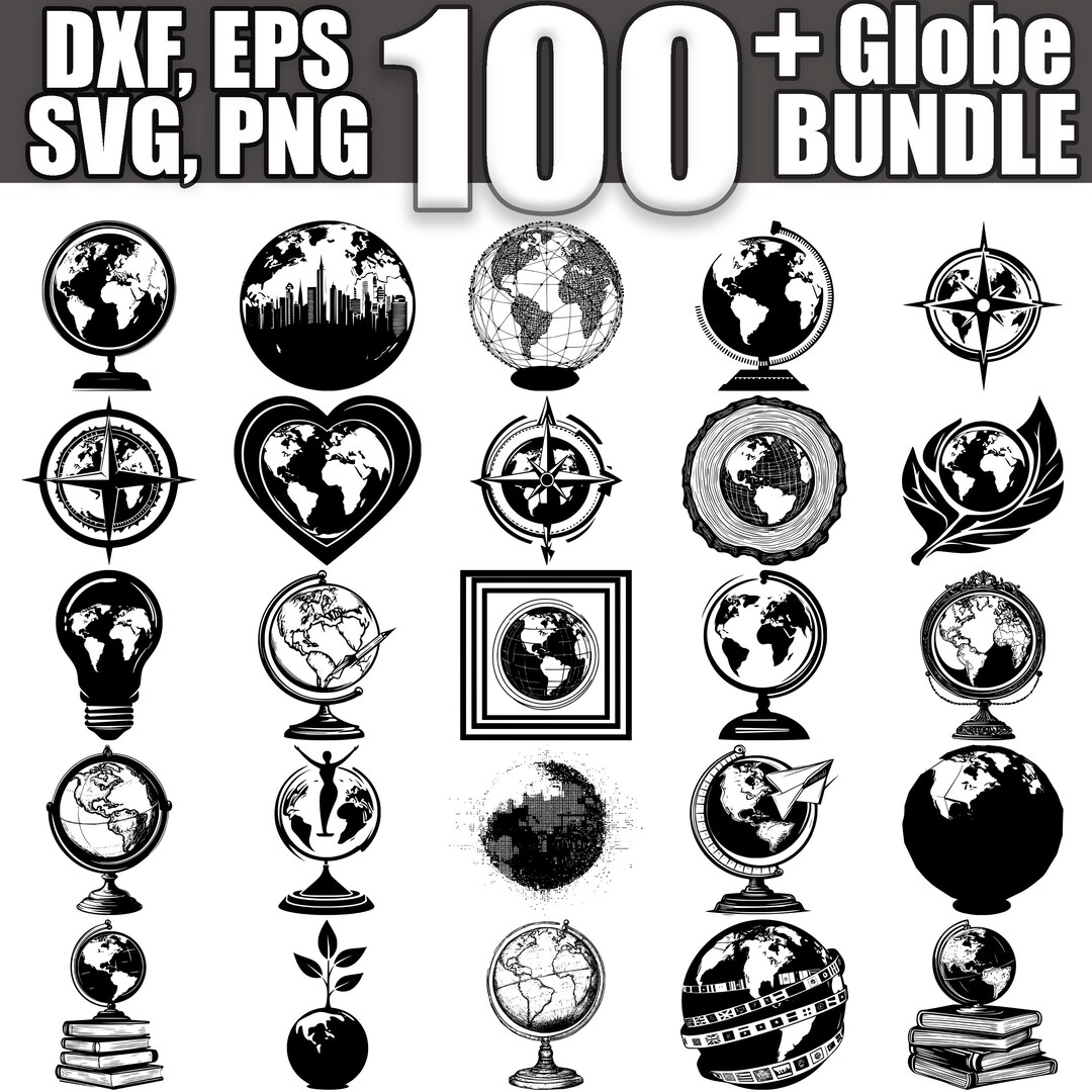 Globe SVG Bundle, Set of 100, Instant Digital Download Svg Png Dxf Eps ...