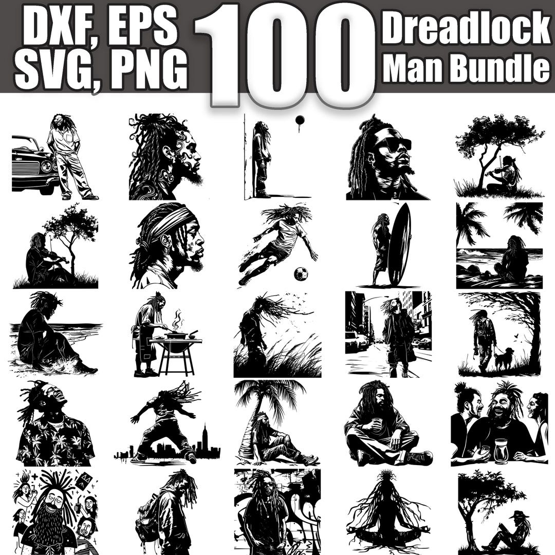 Dreadlock Man SVG Bundle, Set of 100, Instant Digital Download Svg Png ...