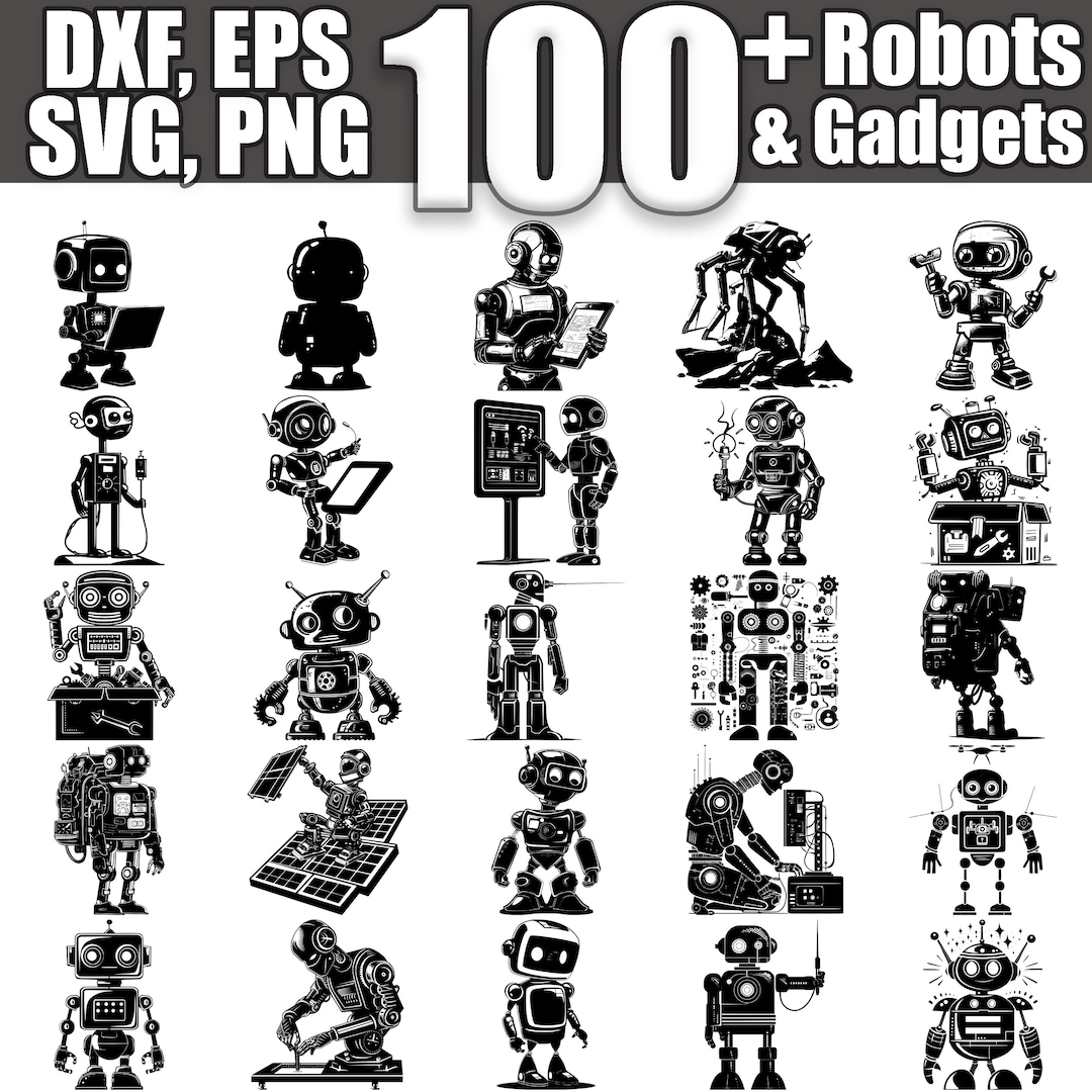 Robots and Gadgets SVG Bundle: 100 Tech Designs (digital Download) - Etsy
