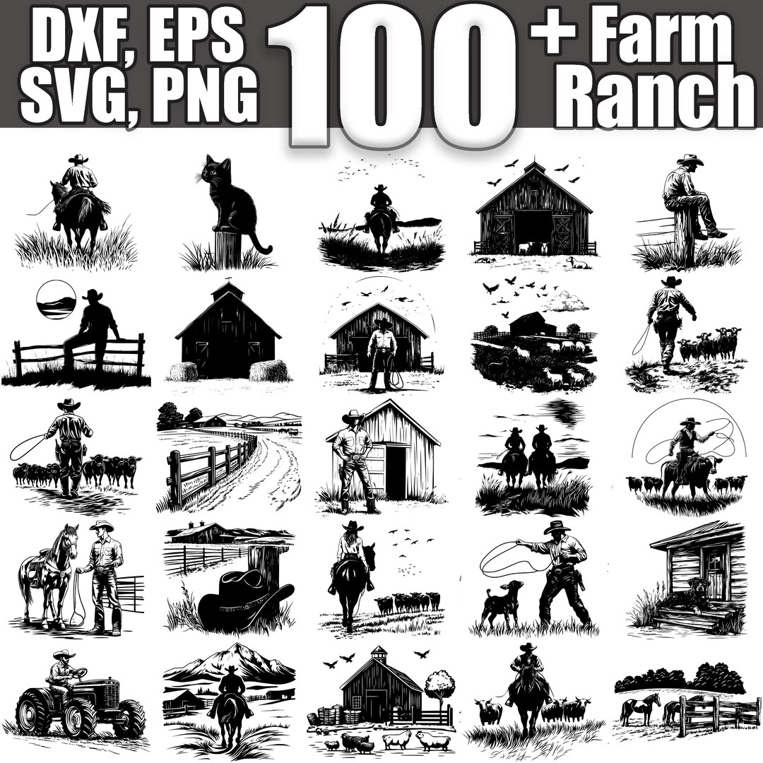 Farm Ranch SVG Bundle, Set of 100, Instant Digital Download Svg Png Dxf ...
