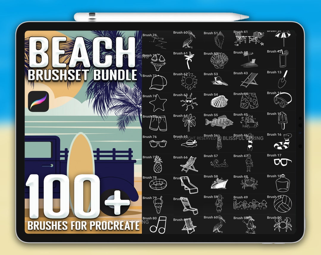 100 Procreate Beach Brushes, Beach Stamps for Procreate, Instant ...