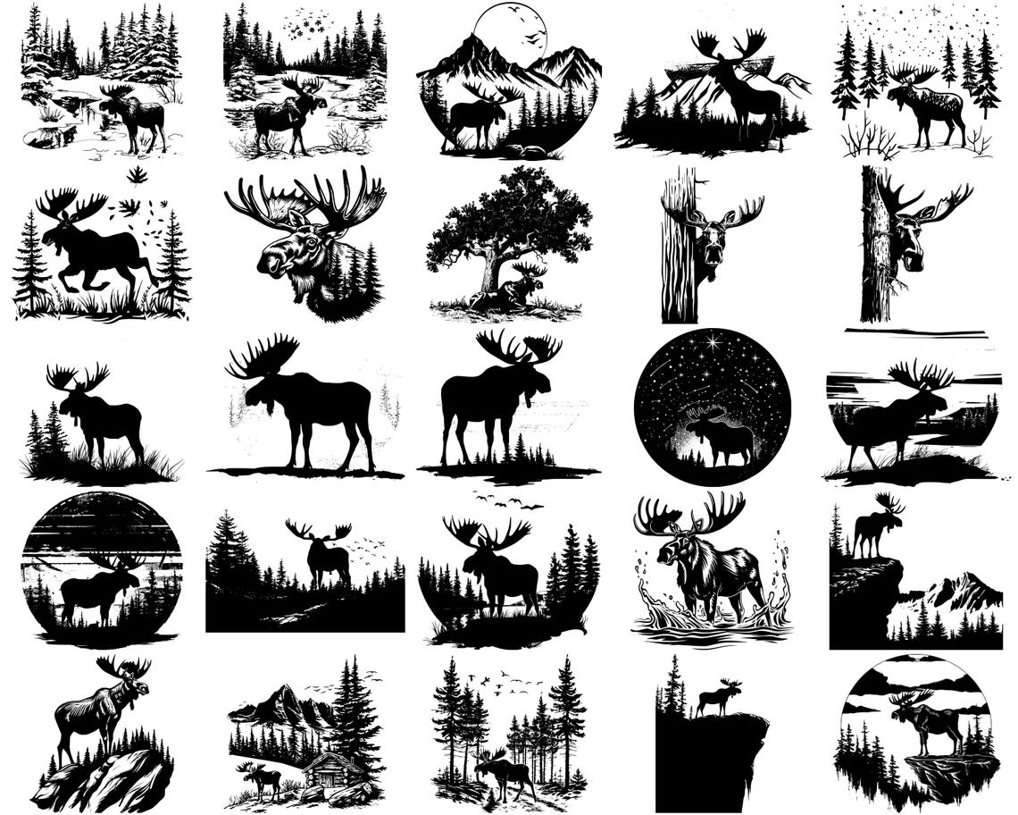 Moose SVG Bundle, Set of 100, Instant Digital Download Svg Png Dxf Eps ...