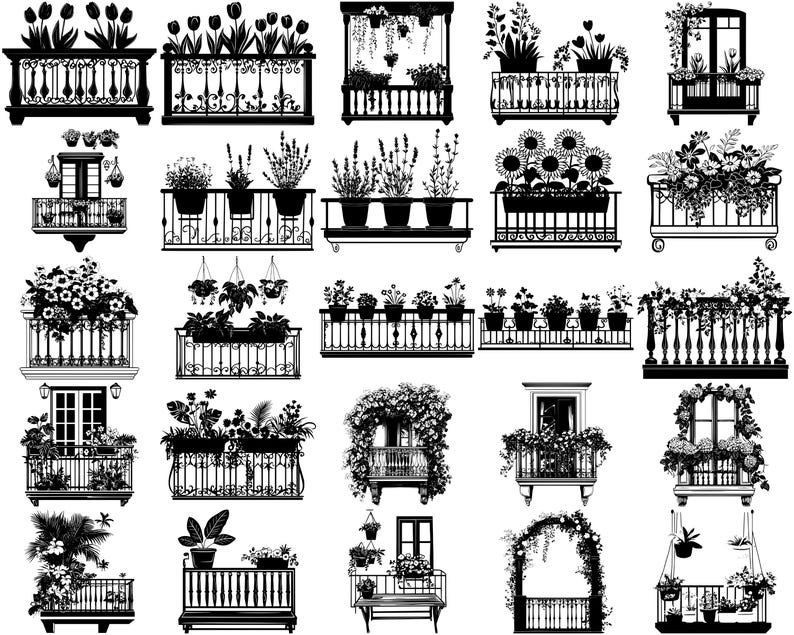 Floral Balcony SVG Bundle, Set of 100, Instant Digital Download Svg Png ...