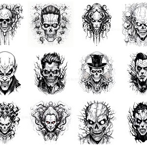 100+ Horror Tattoo Procreate Brush Set | Unique Tattoo Style Stamp ...