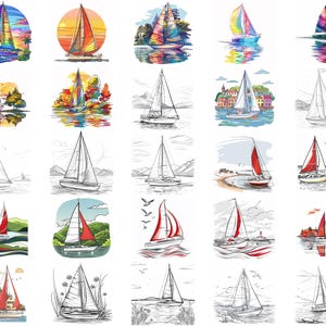 128+ Sailboat Procreate Brush Set | Stamps for Procreate | Instant ...