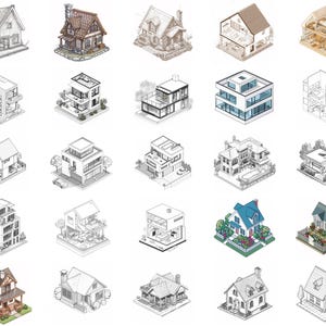 100+ Isometric House Procreate Brush Set | Procreate Stamp Brushes ...