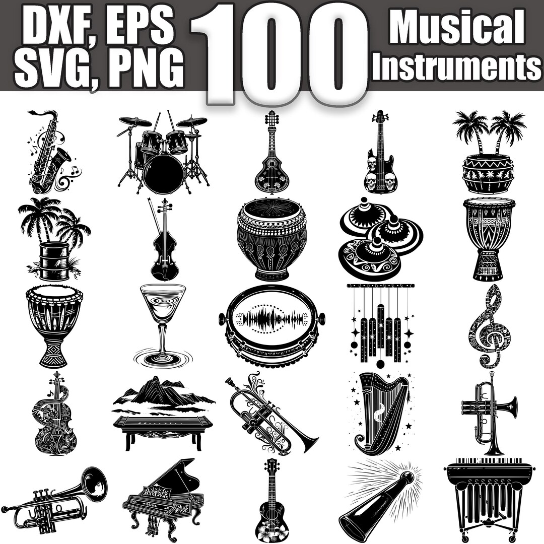 Musical Instruments SVG Bundle, Set of 100, Instant Digital Download ...