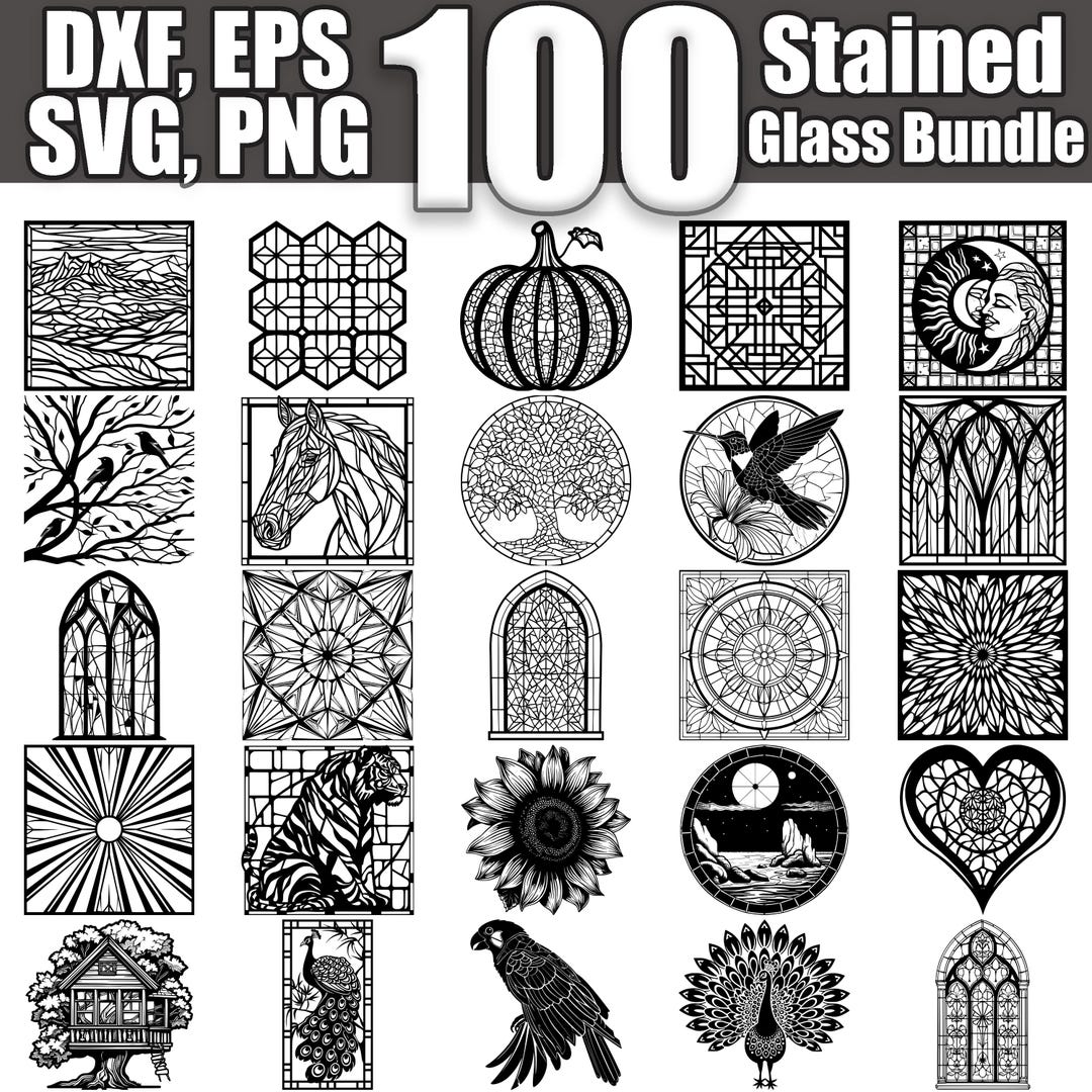 Stained Glass SVG Bundle, Set of 100, Instant Digital Download Svg Png ...