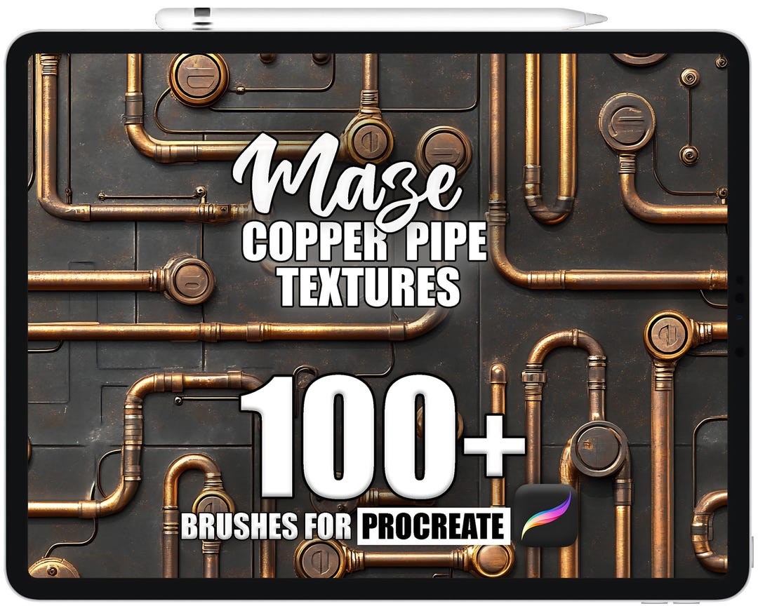 100+ Copper Pipe Maze Texture Procreate Pattern Brushes, Seamless ...