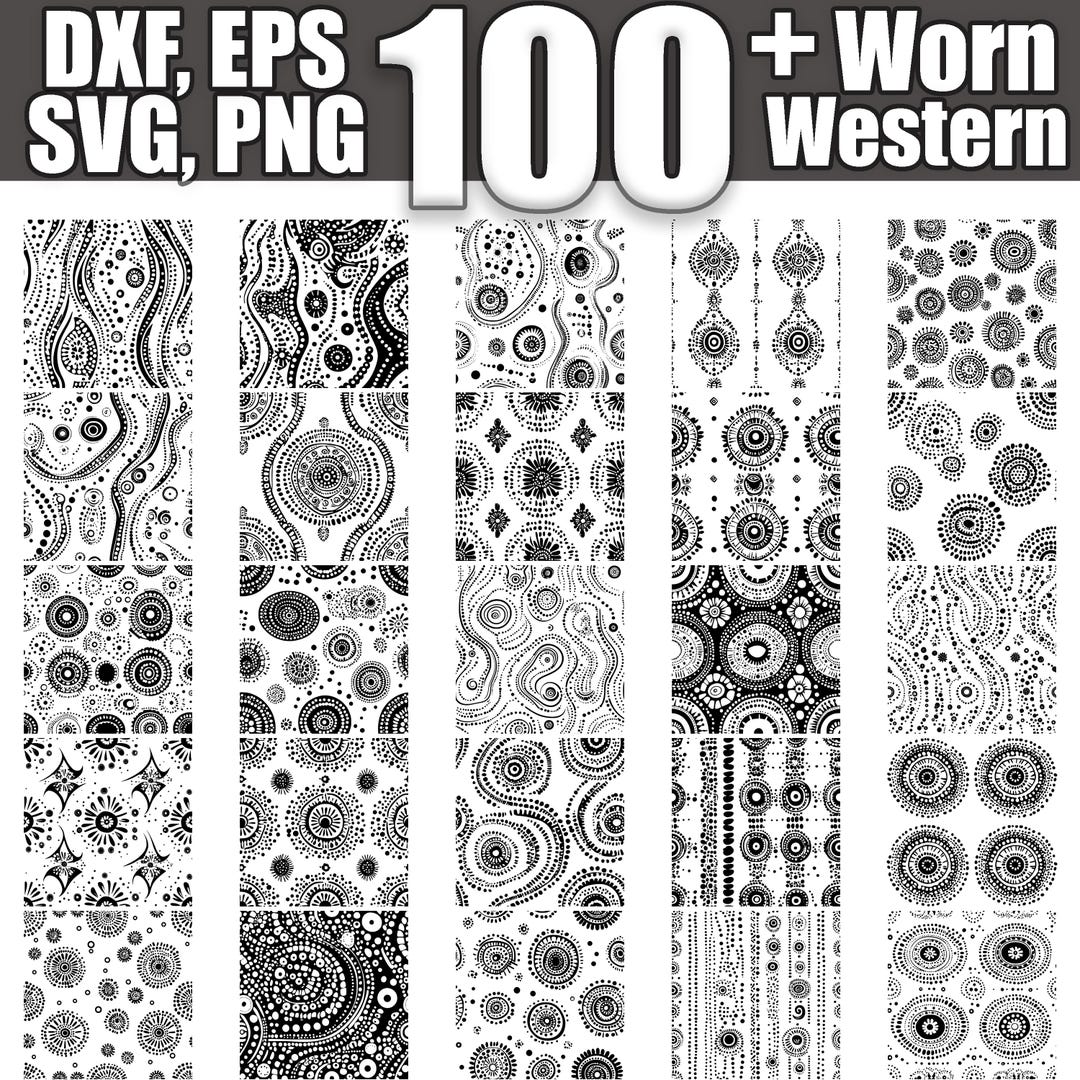 Worn Western Seamless Pattern SVG Bundle: 100 Vintage Designs (digital ...