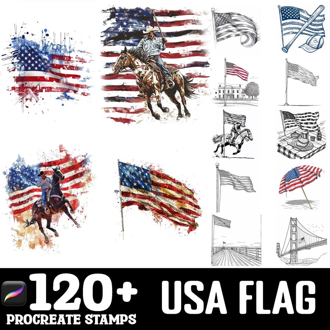 150+ USA Flag Procreate Brush Set | Stamps for Procreate | Instant ...