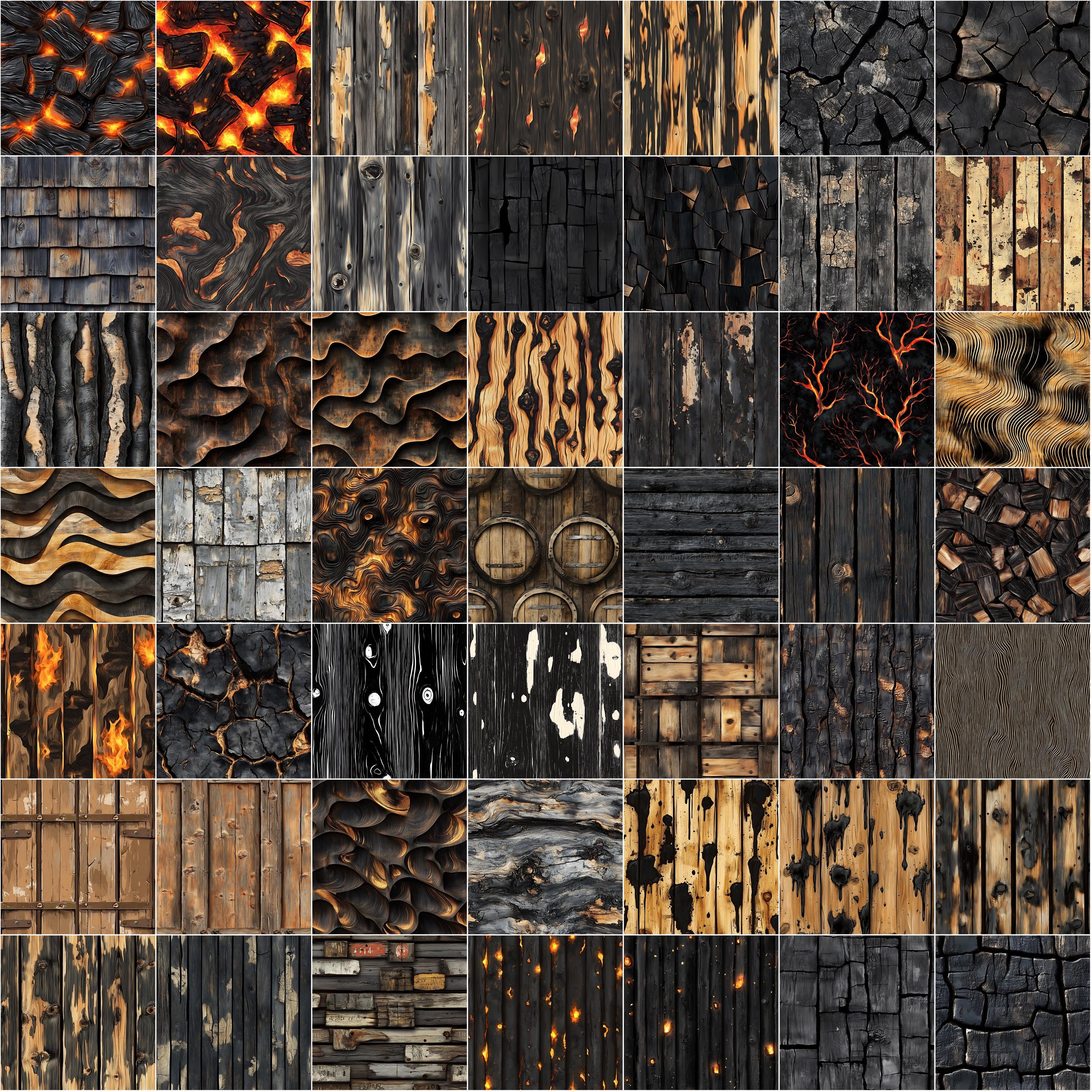 Burnt Wood Texture Procreate Brushes: 100+ Seamless Patterns (instant ...