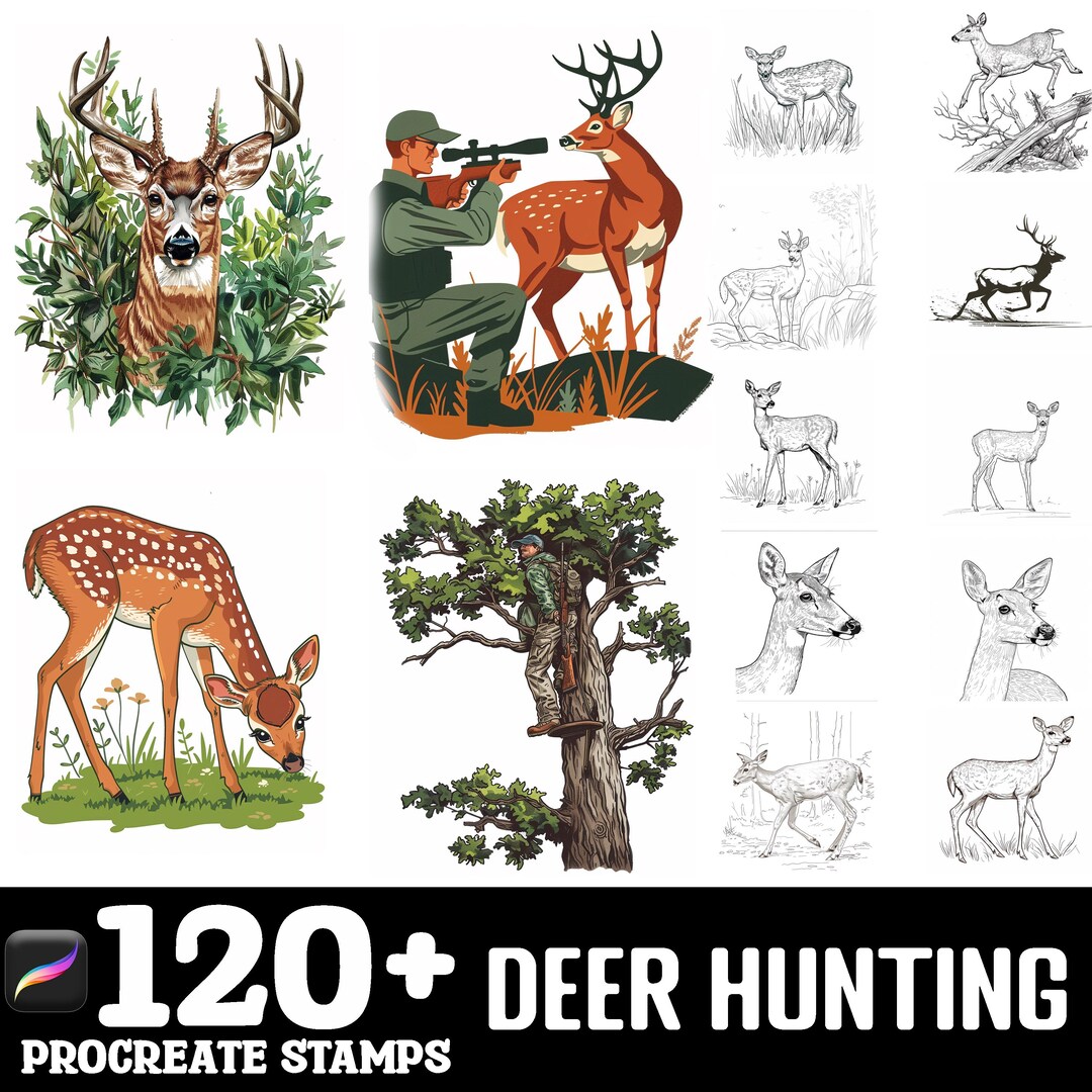 100+ Deer Hunting Procreate Brush Set | Procreate Stamp Brushes ...