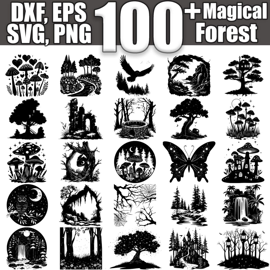 Magical Forest SVG Bundle, Set of 100, Instant Digital Download Svg Png ...