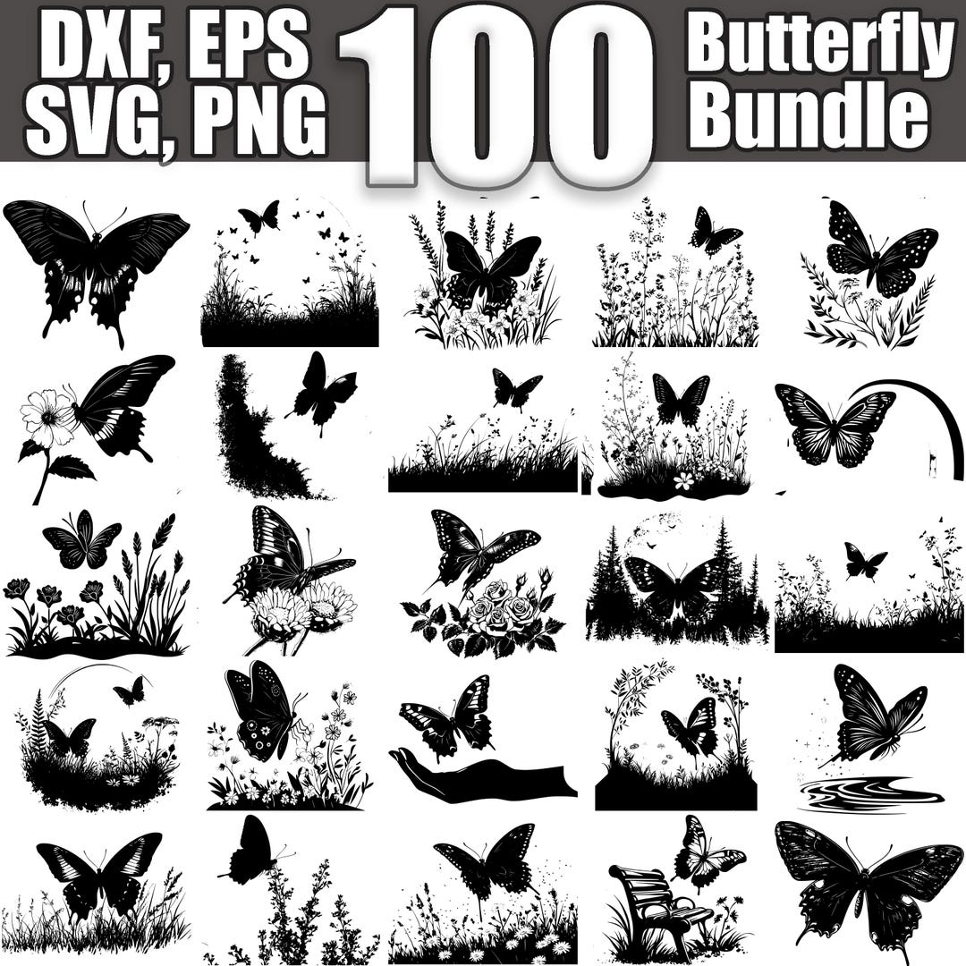 Butterfly SVG Bundle, Set of 100, Instant Digital Download Svg Png Dxf ...