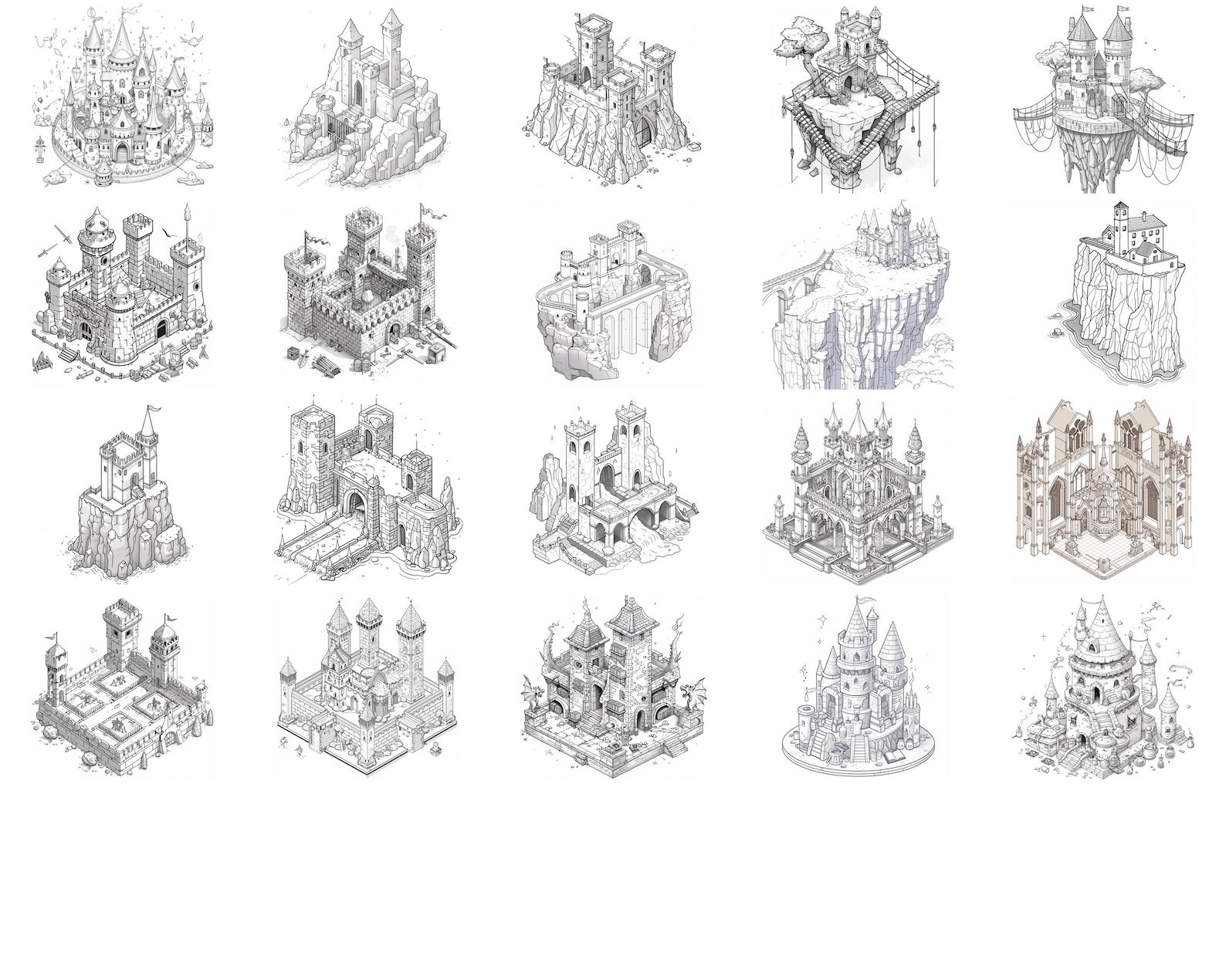 100+ Isometric Castle Procreate Brush Set | Procreate Stamp Brushes ...
