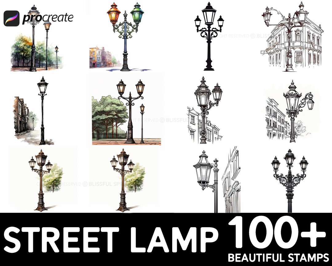 100+ Street Lamp Procreate Brush Set | Unique Realistic Lamp Stamp ...