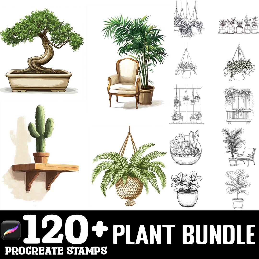 128+ Plant Procreate Brush Set | Stamps for Procreate | Instant Digital ...