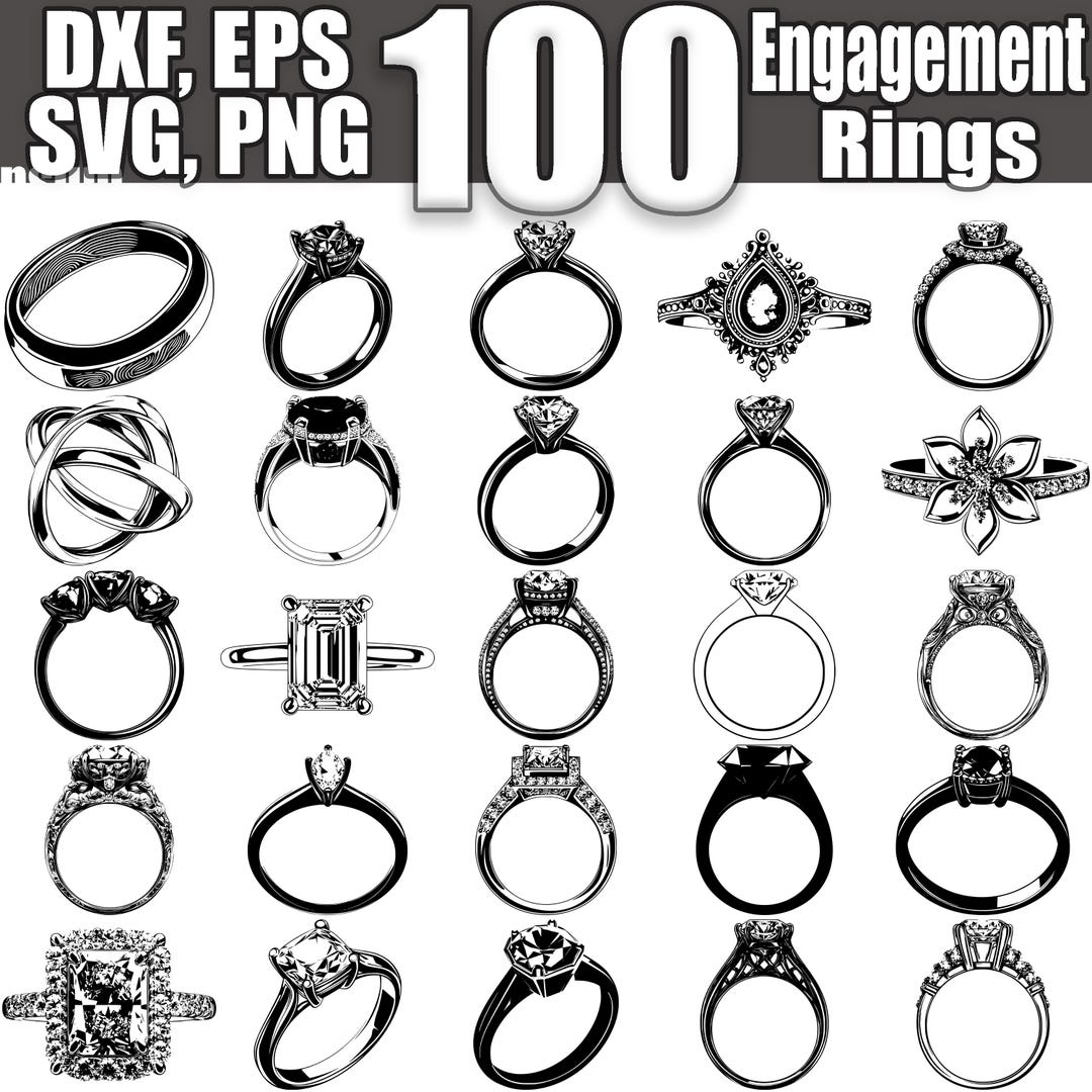 Engagement Rings SVG Bundle, Set of 100, Instant Digital Download Svg ...