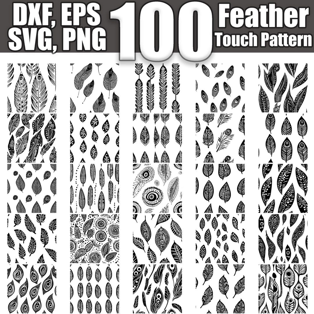 Feather Pattern SVG Bundle: 100 Seamless Designs (digital Download) - Etsy