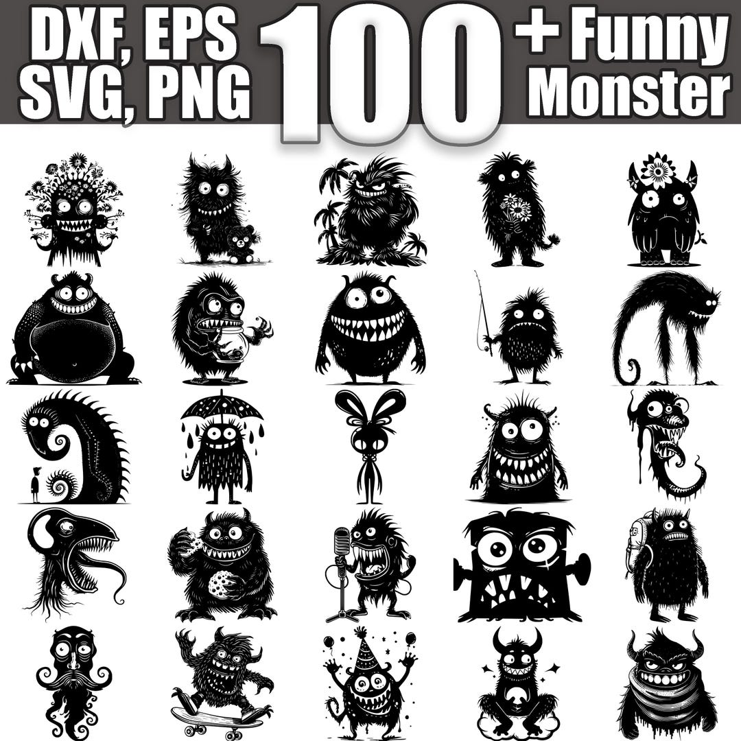 Funny Monster SVG Bundle, Set of 100, Instant Digital Download Svg Png ...