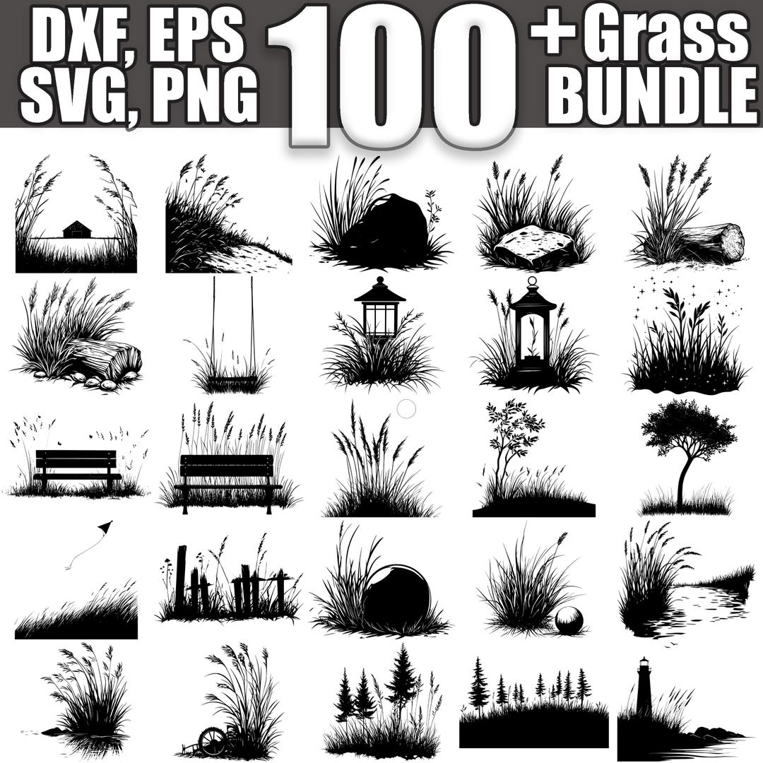 Grass SVG Bundle, Set of 100, Instant Digital Download Svg Png Dxf Eps ...