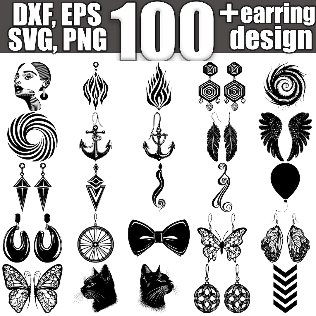 Earring SVG Bundle, Set of 100, Instant Digital Download Svg Png Dxf ...
