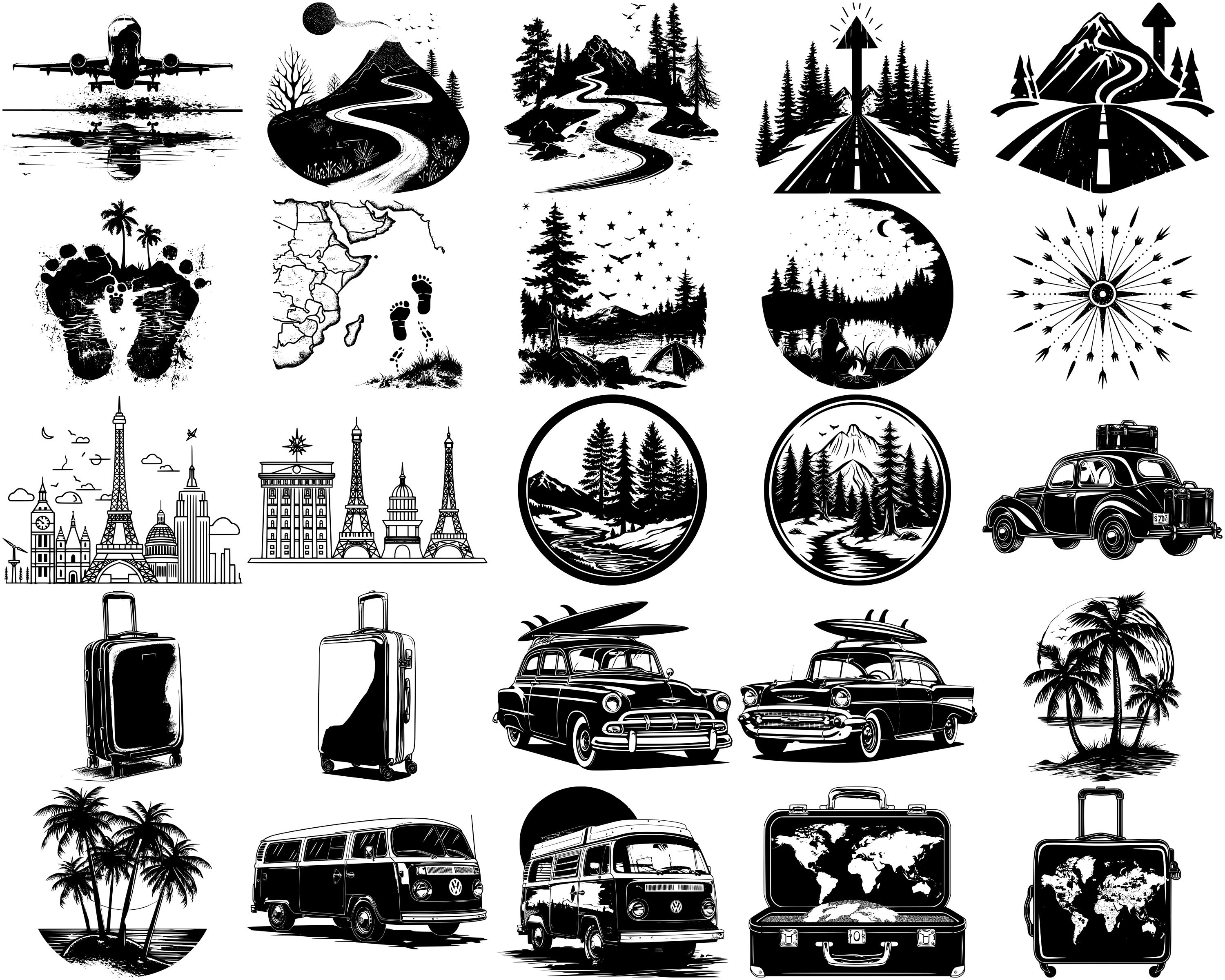 Travel Adventures SVG Bundle, Set of 100, Instant Digital Download Svg ...