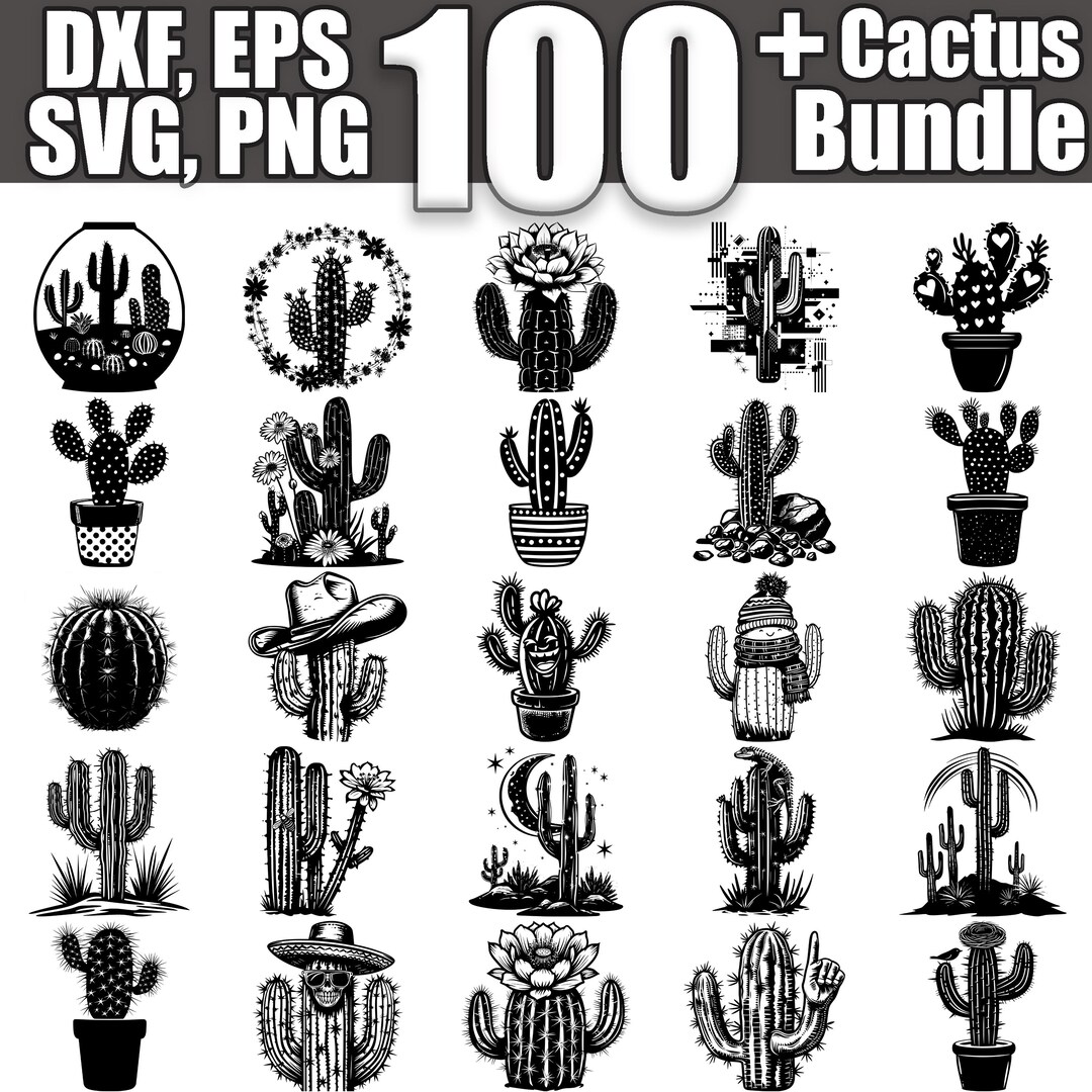 Cactus SVG Bundle, Set of 100, Instant Digital Download Svg Png Dxf Eps ...
