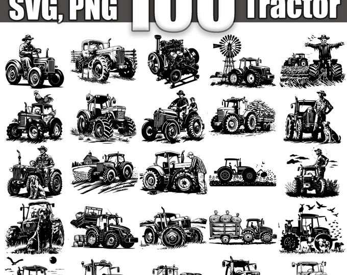 Tractor SVG Cut File Design for Cricut Silhouette, Vintage Farm Tractor ...