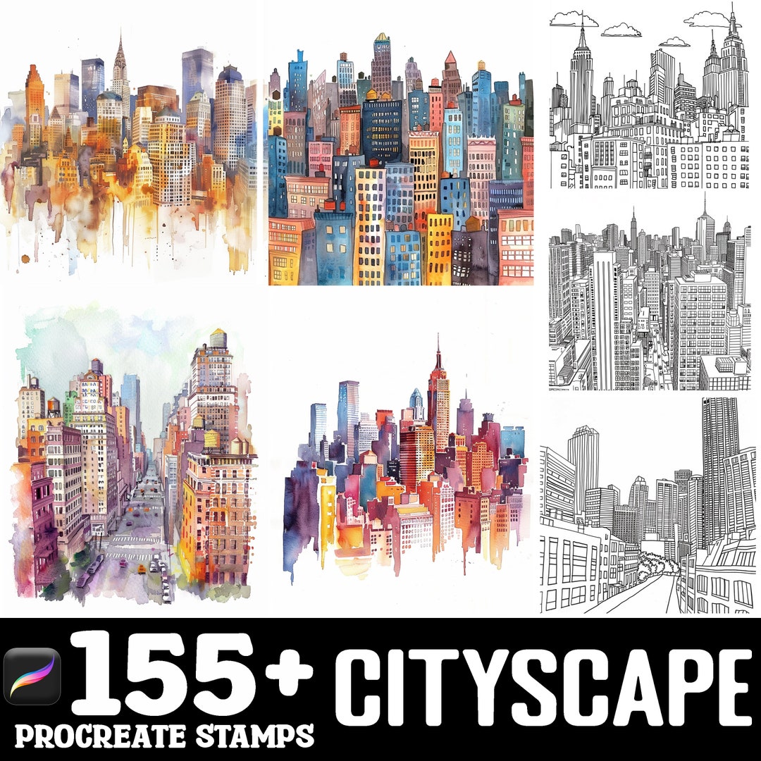 155+ City Scape Procreate Brush Set | Stamps for Procreate | Instant ...