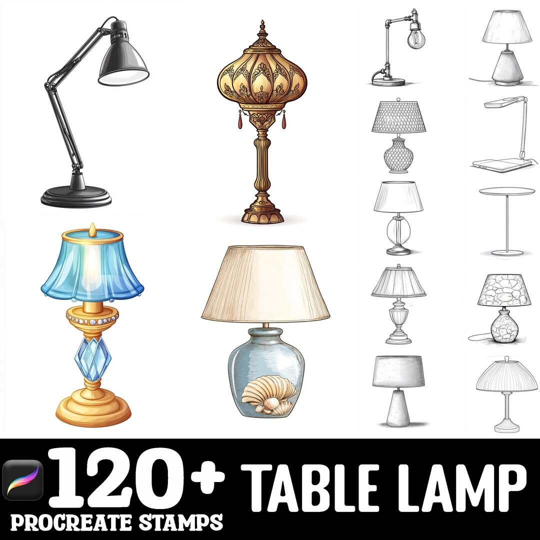 128+ Table Lamp Procreate Brush Set | Stamps for Procreate | Instant ...