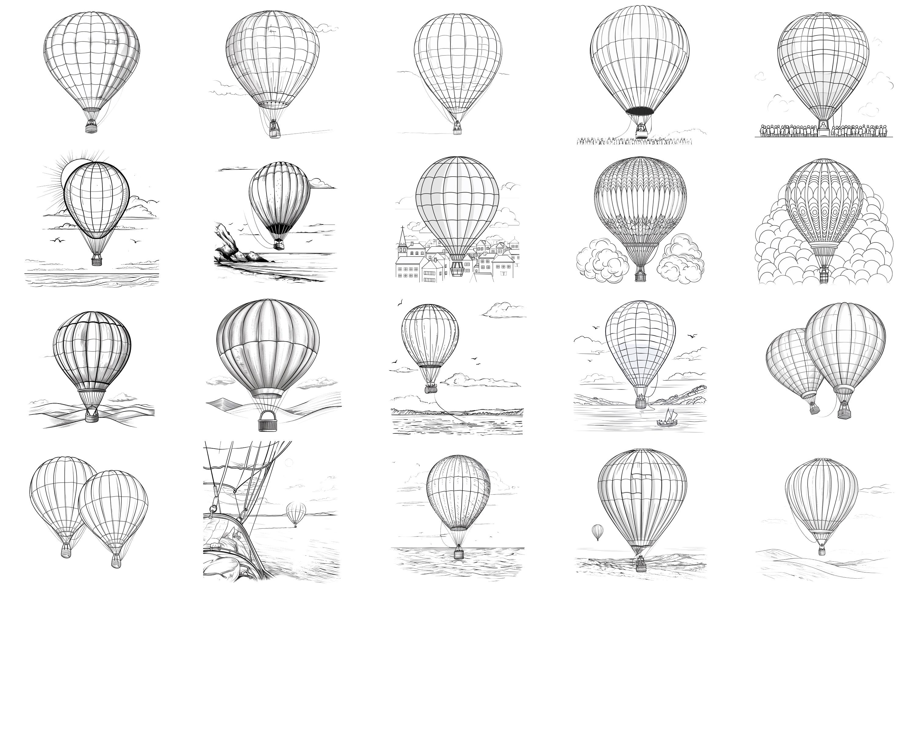 100+ Hot Air Balloon Procreate Brush Set | Procreate Stamp Brushes ...