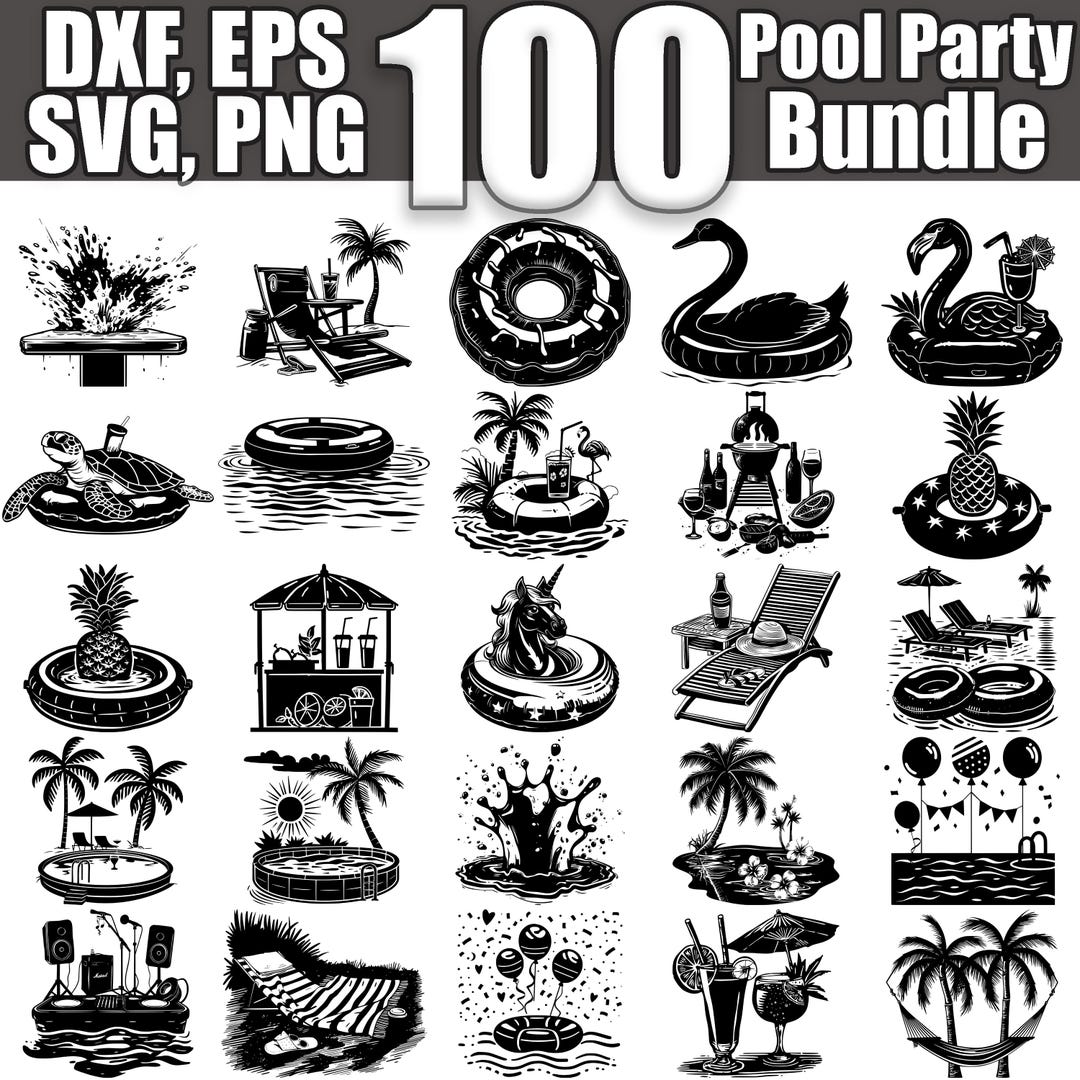 Pool Party SVG Bundle, Set of 100, Instant Digital Download Svg Png Dxf ...