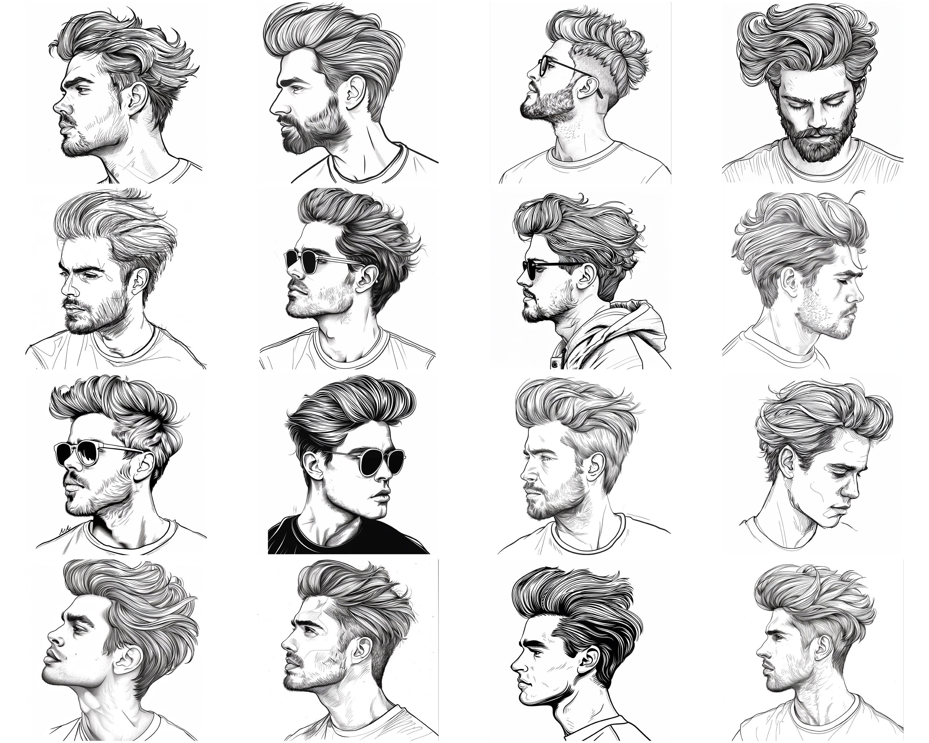 155+ Man Stylish Hair Style Procreate Brush Set | Stamps for Procreate ...