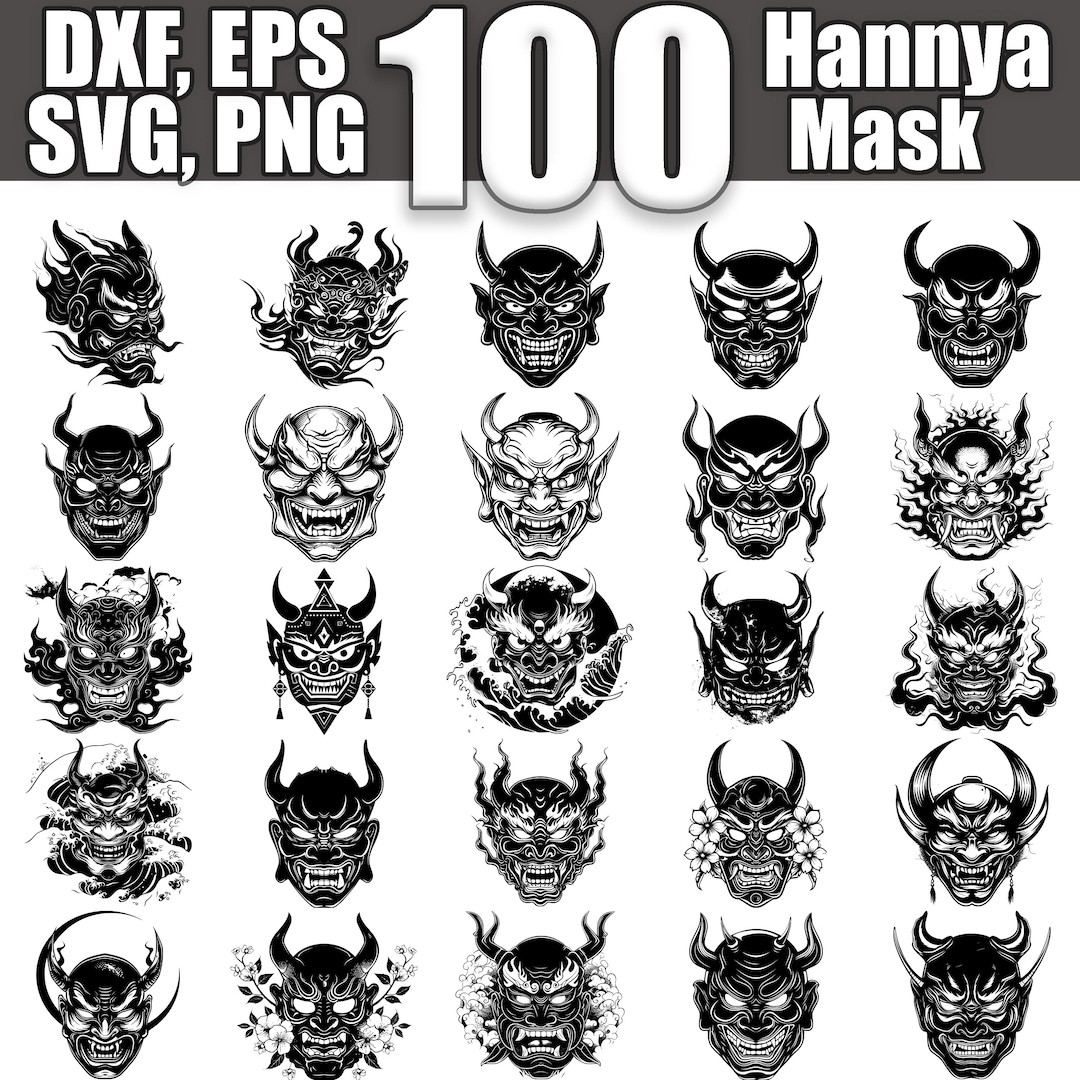 Hannya Mask SVG Bundle, Set of 100, Instant Digital Download Svg Png ...