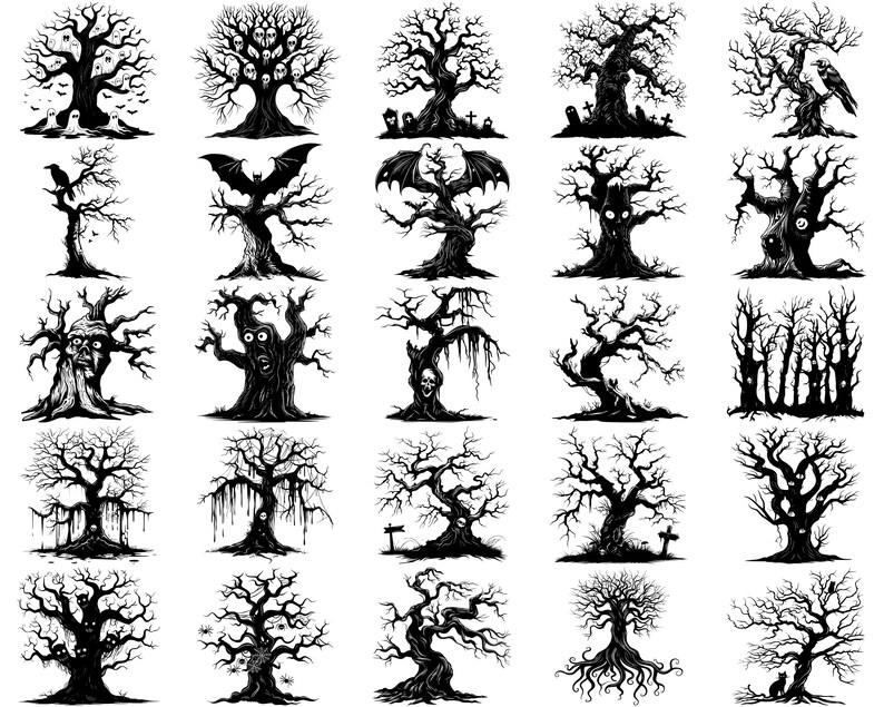 Spooky Trees SVG Bundle, Set of 100, Instant Digital Download Svg Png ...