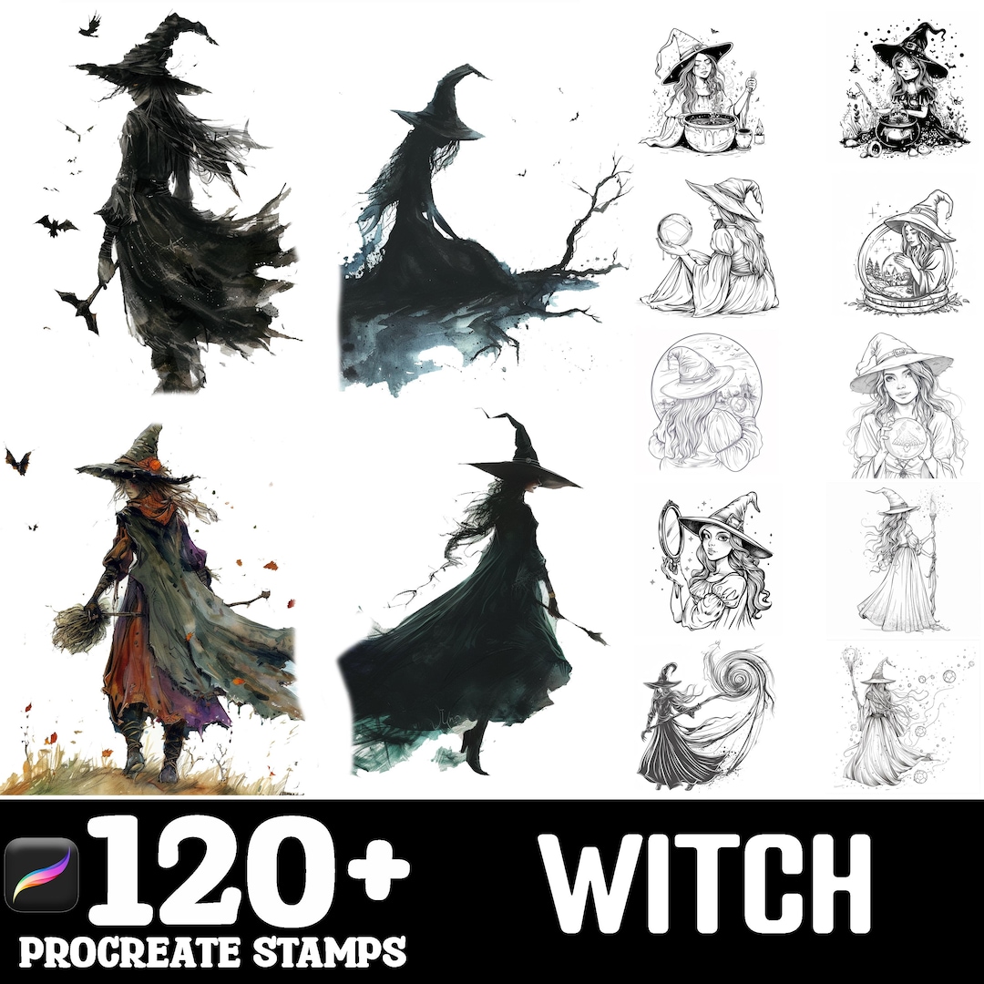 128+ Witch Procreate Brush Set | Stamps for Procreate | Instant Digital ...