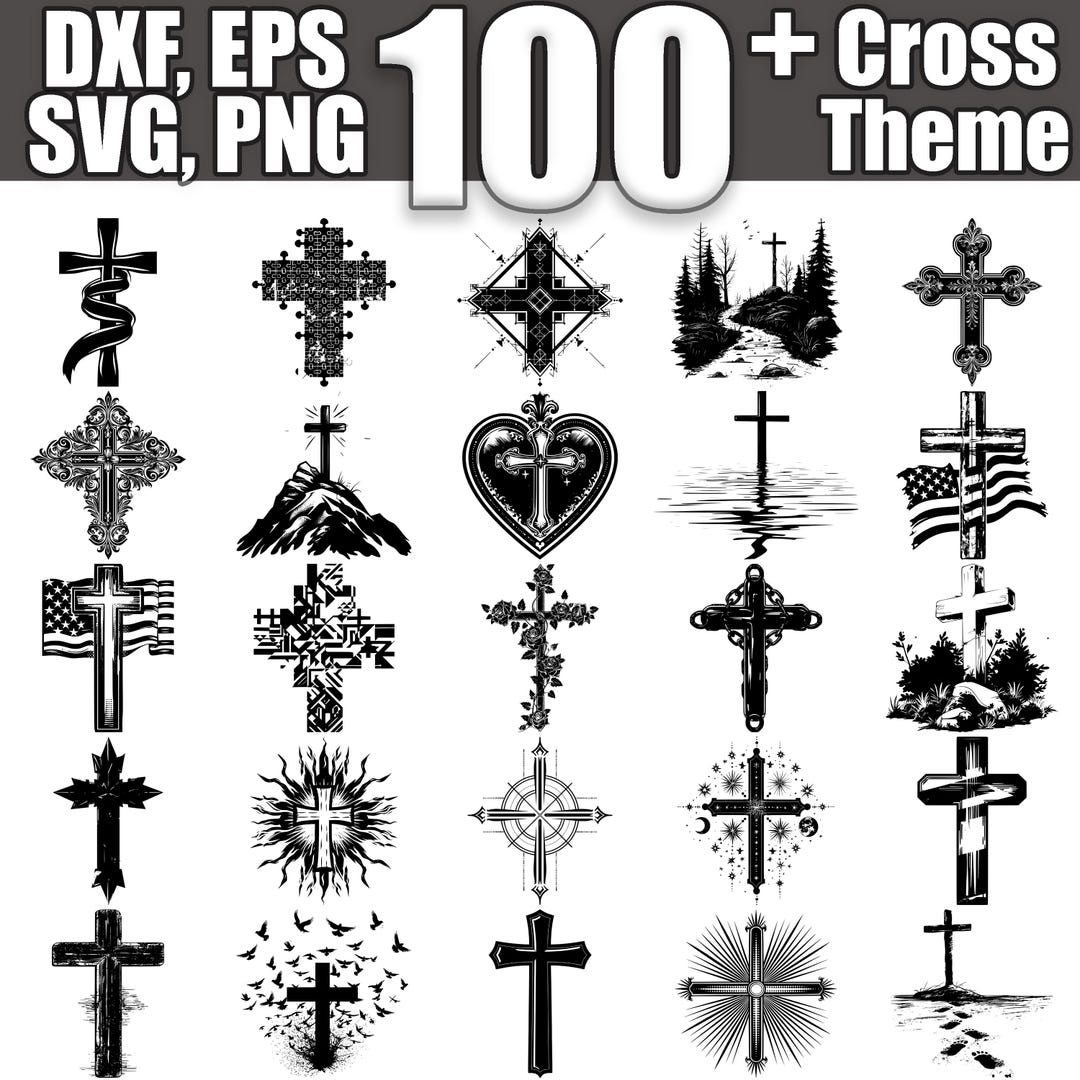 Cross SVG Bundle, Set of 100, Instant Digital Download Svg Png Dxf Eps ...