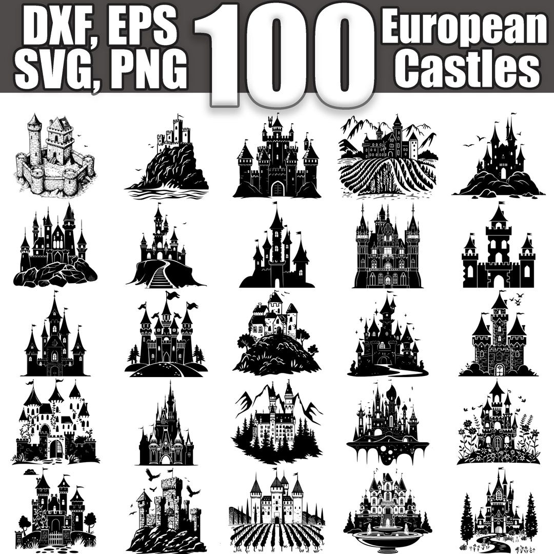 European Castles SVG Bundle, Set of 100, Instant Digital Download Svg ...