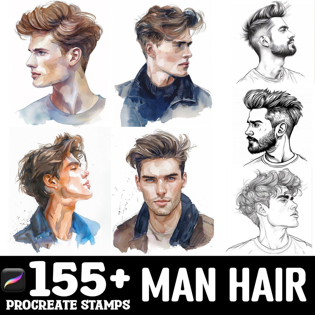155+ Man Stylish Hair Style Procreate Brush Set | Stamps for Procreate ...