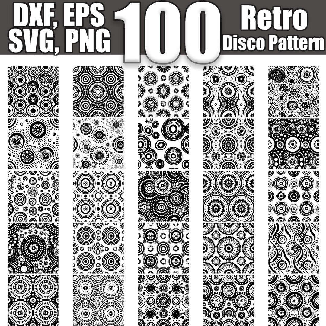 Retro Disco Pattern SVG Bundle: 100 Seamless Designs (digital Download ...