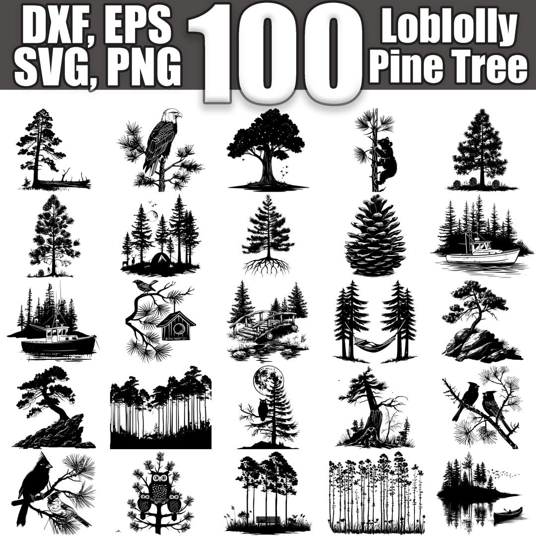 Loblolly Pine Tree SVG Bundle: Rustic Forest Designs (digital Download ...