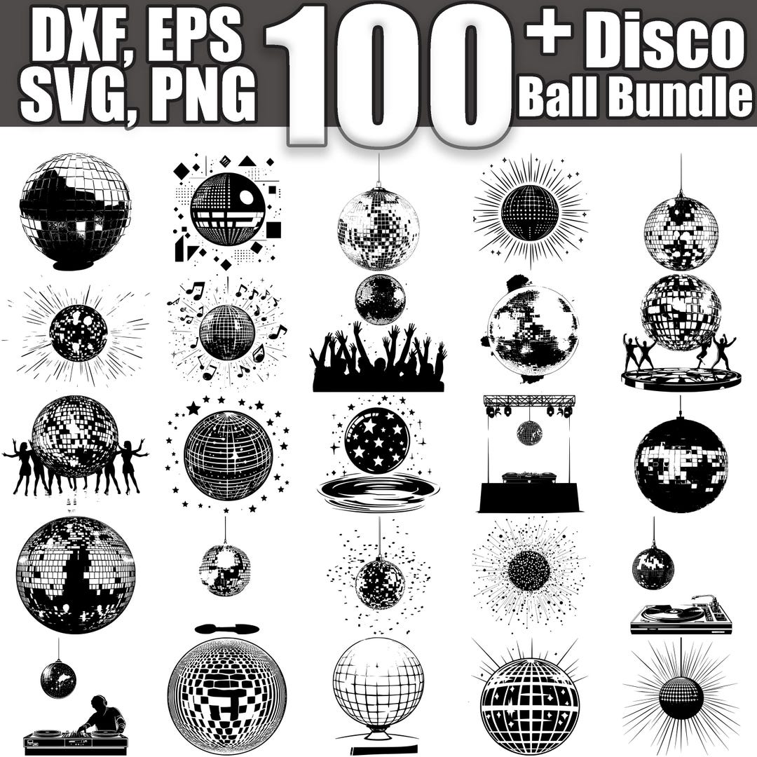 Disco Ball SVG Bundle, Set of 100, Instant Digital Download Svg Png Dxf ...