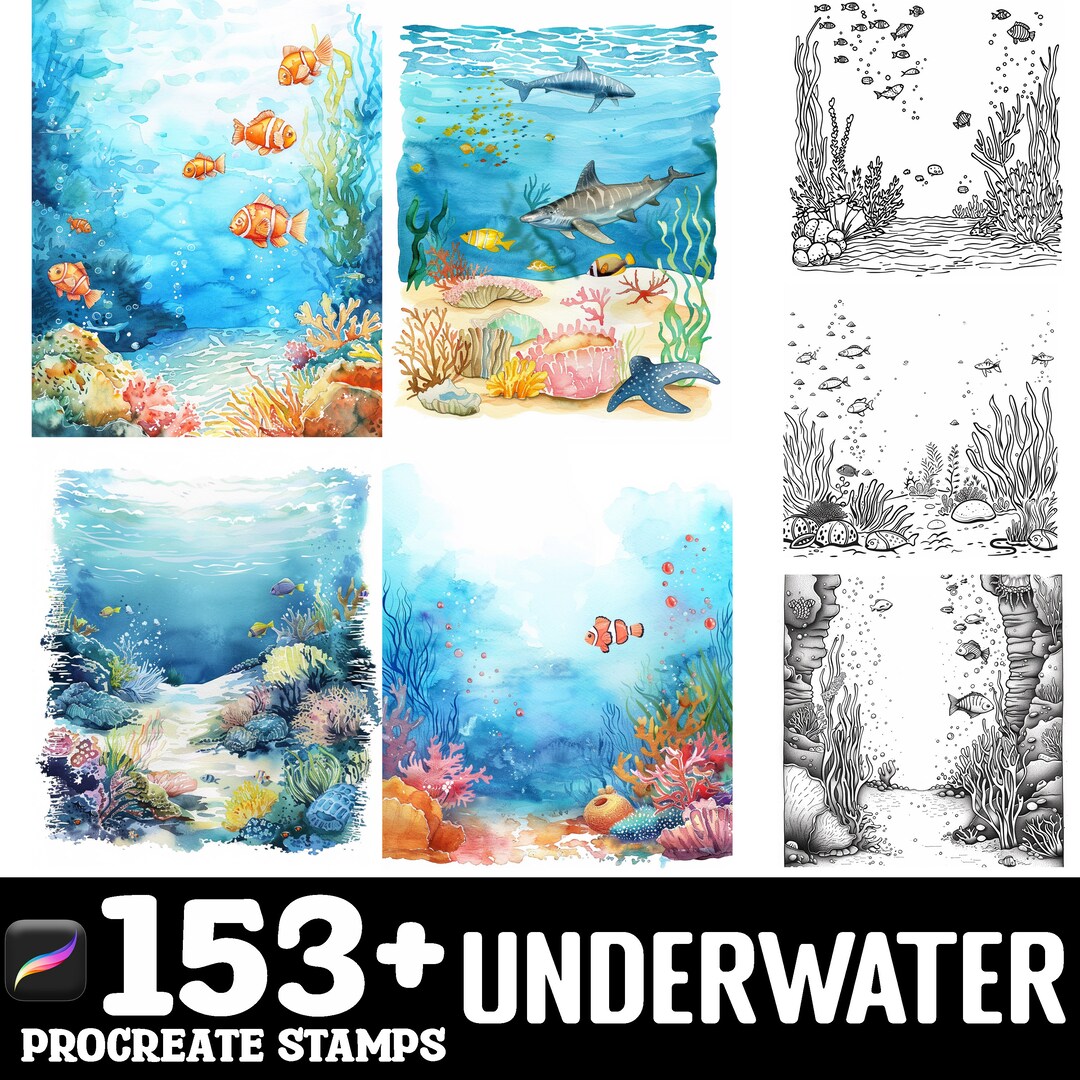 153+ Underwater Scene Procreate Brush Set | Stamps for Procreate ...