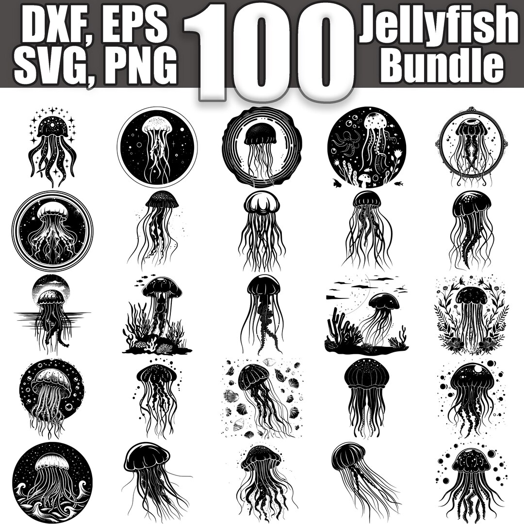 Jellyfish SVG Bundle, Set of 100, Instant Digital Download Svg Png Dxf ...